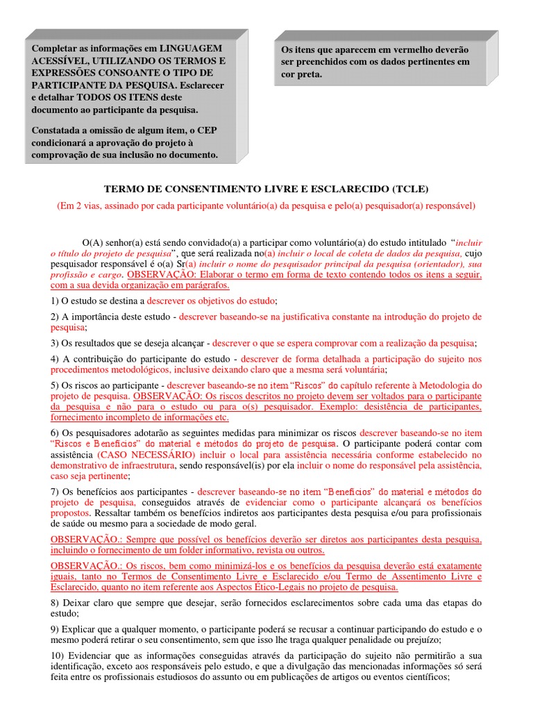 Modelo Termo de Consentimento Livre e Esclarecido | PDF | Método ...
