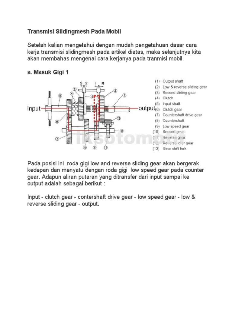 Transmisi Slidingmesh Mobil: Cara Kerja & Rumus | PDF