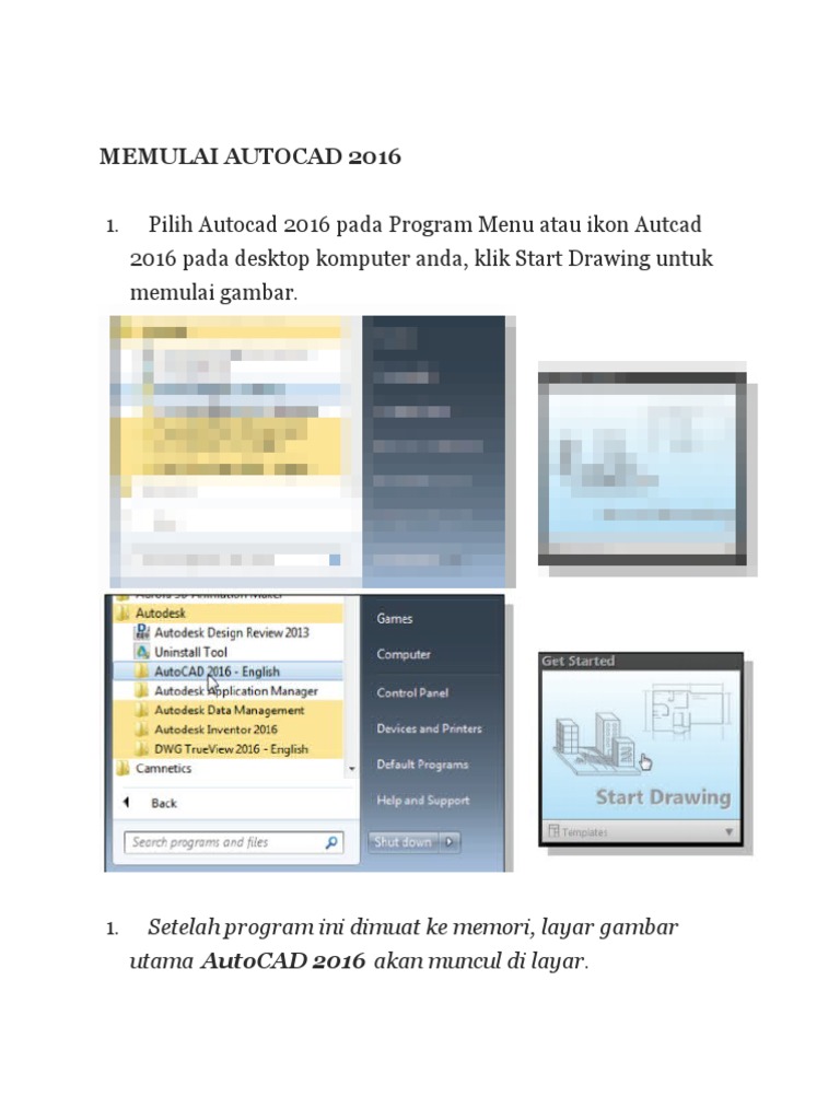 Panduan Awal Menggunakan AutoCAD 2016 | PDF