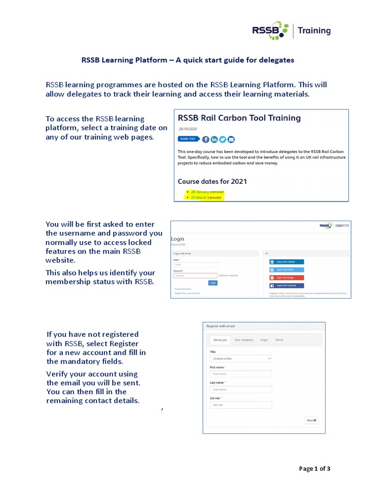 RSSB Learning Platform - A Quick Start Guide For Delegates | PDF ...