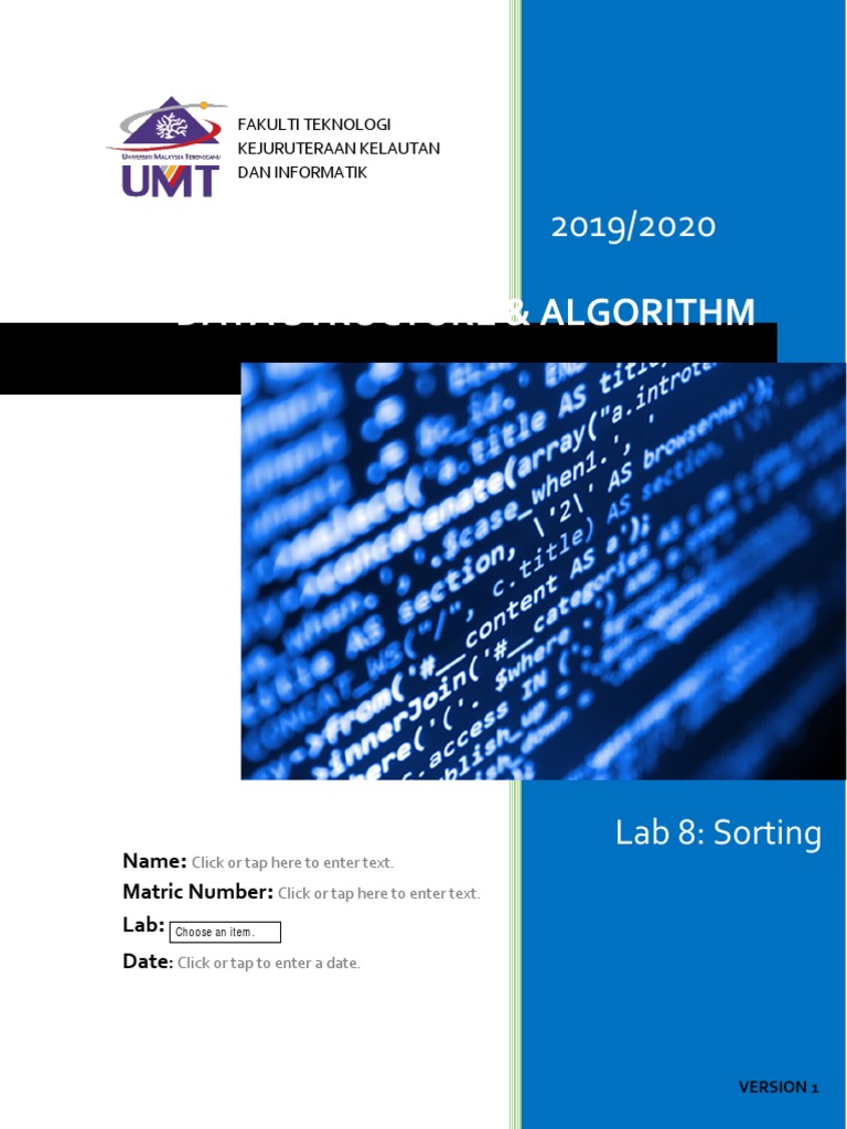 Lab 8 - Sorting | PDF | Algorithms And Data Structures | Computer Programming