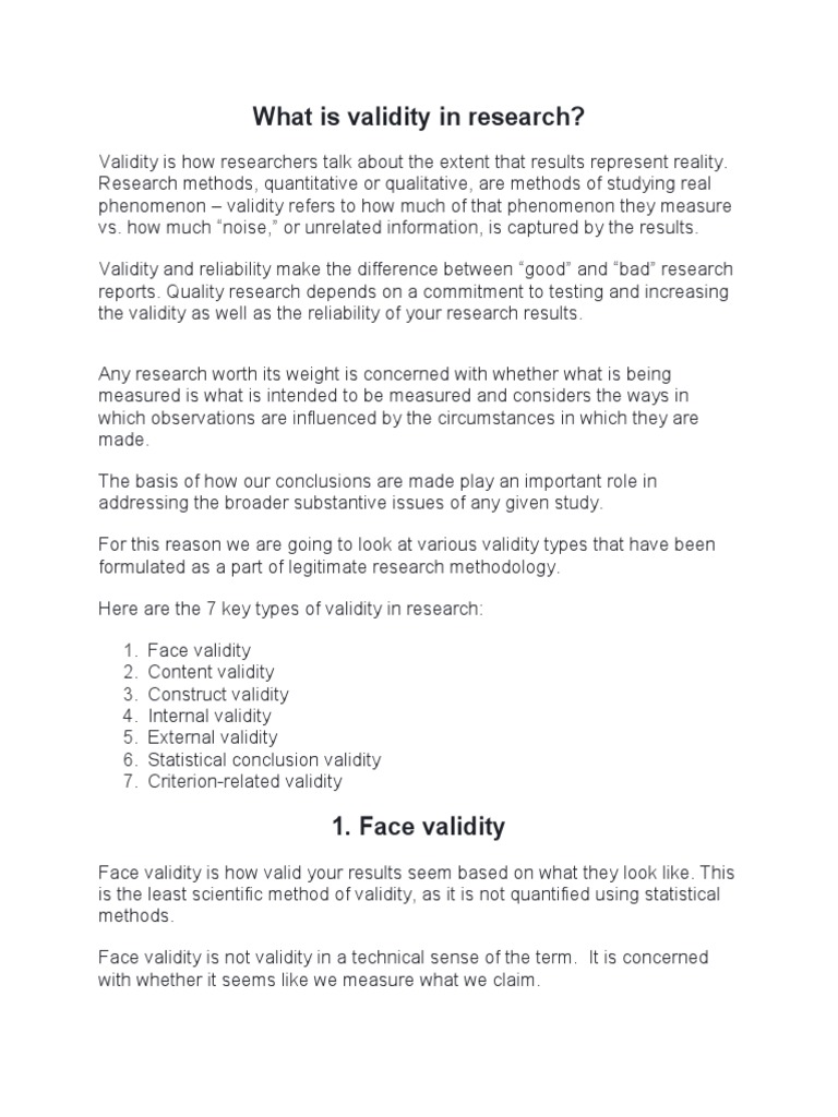 Research Validity Explained | PDF | Validity (Statistics) | Survey ...