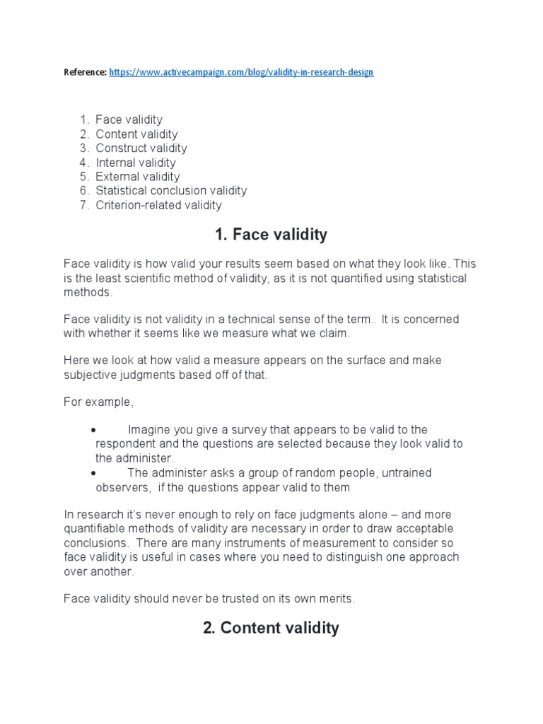 7 Types Of Research Validity Explained Pdf Validity Statistics