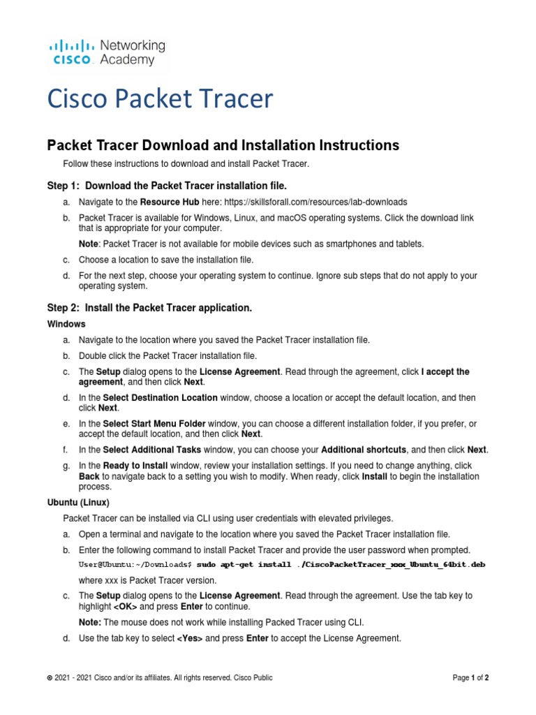 Cisco Packet Tracer | PDF | Installation (Computer Programs) | Login