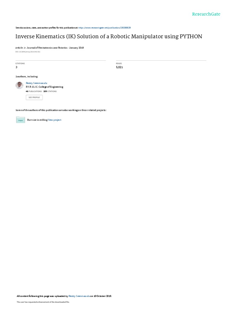 Inverse Kinematics (IK) Solution of A Robotic Manipulator Using PYTHON ...