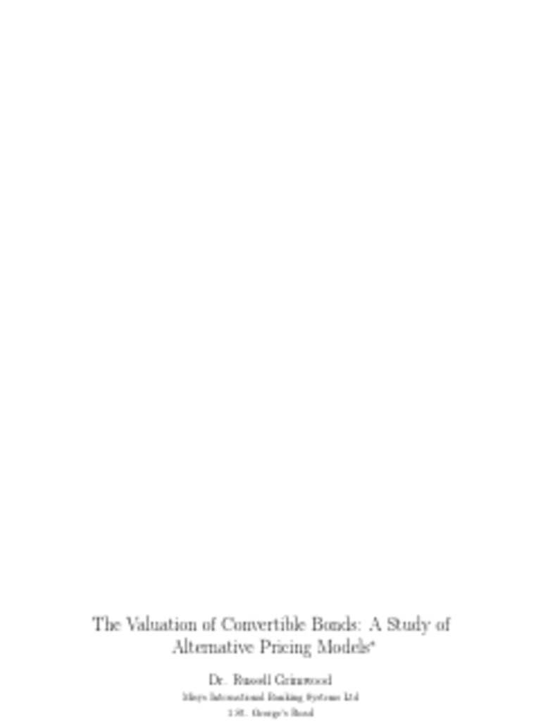 Valuation of Convertible Bonds: Modelling Factors | PDF | Convertible ...