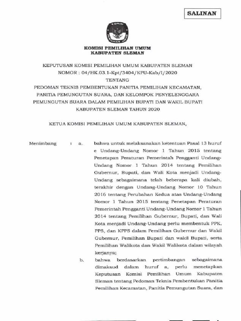 04 2020 KEP PEDOMAN TEKNIS PEMBENTUKAN PPK PPS Dan KPPS | PDF