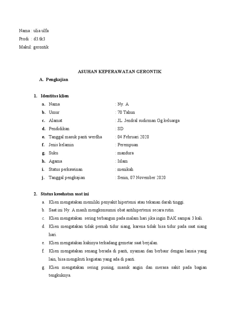 Asuhan Kep Gerontik Ulia Ulfa | PDF