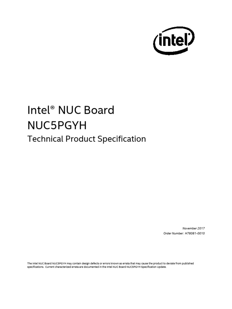 Intel® NUC Board Nuc5Pgyh: Technical Product Specification | PDF | Usb ...
