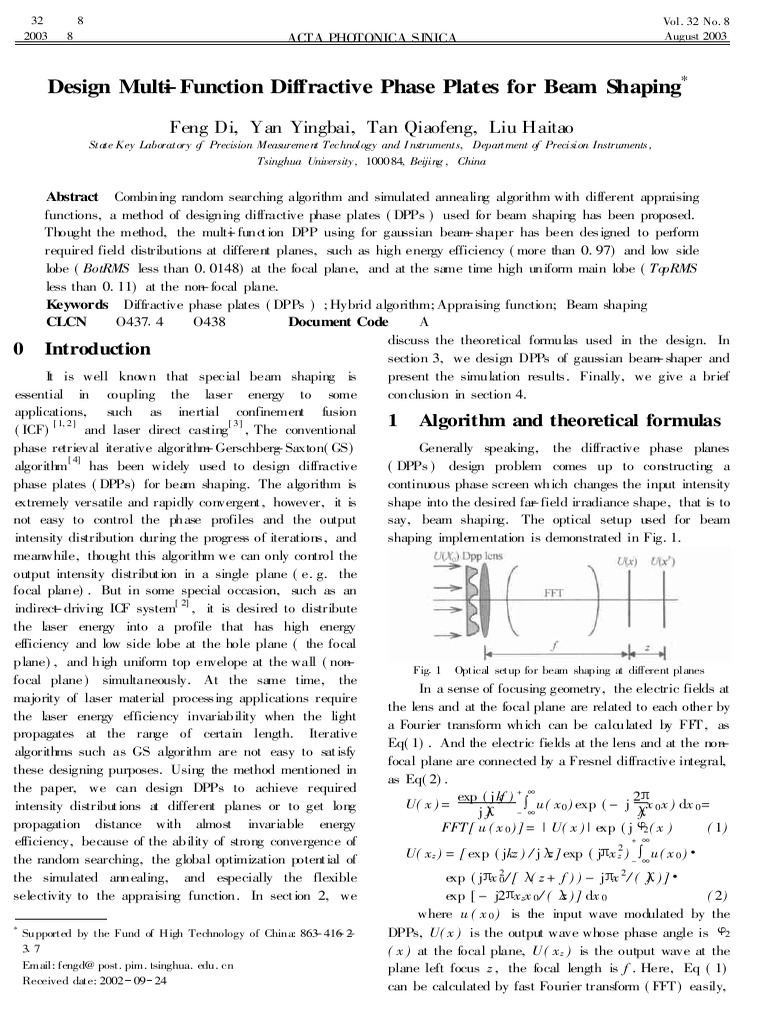 Designing Multi-Function Diffractive Phase Plates | PDF ...