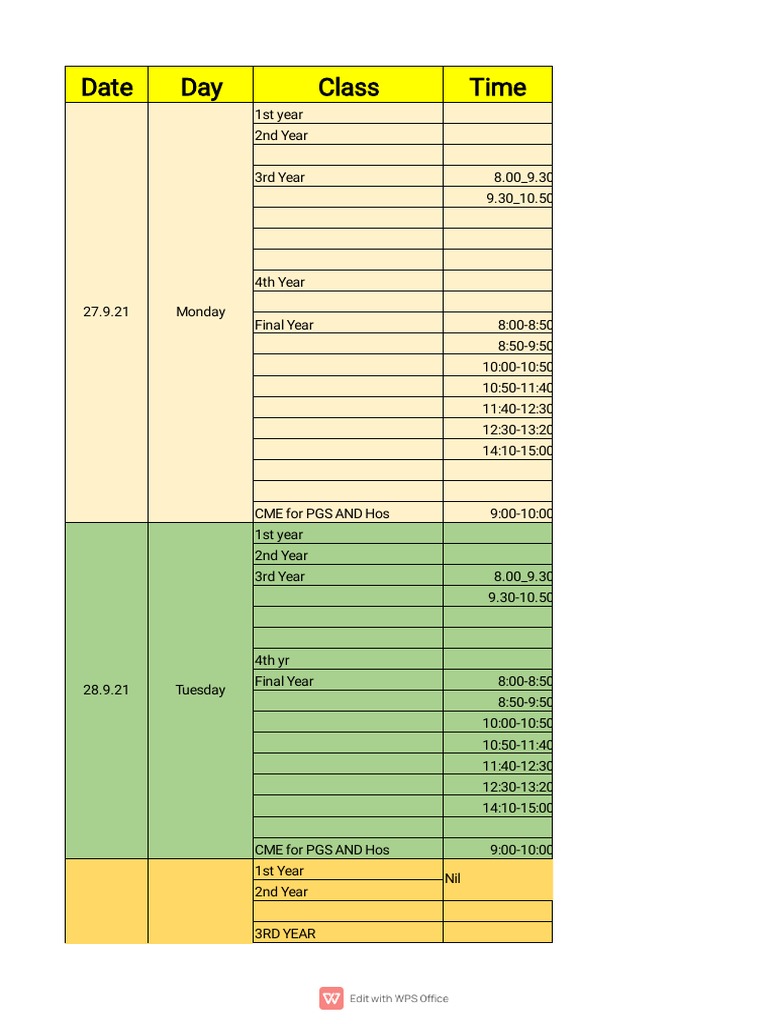 Weekly Schedule 27 To 2 Oct 2021 Fna | PDF | Diseases And Disorders ...