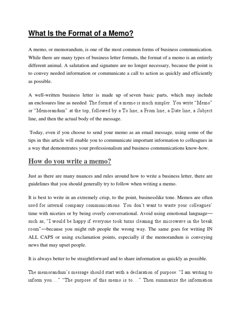 A Concise Guide to Writing Effective Memos | PDF | Memorandum ...