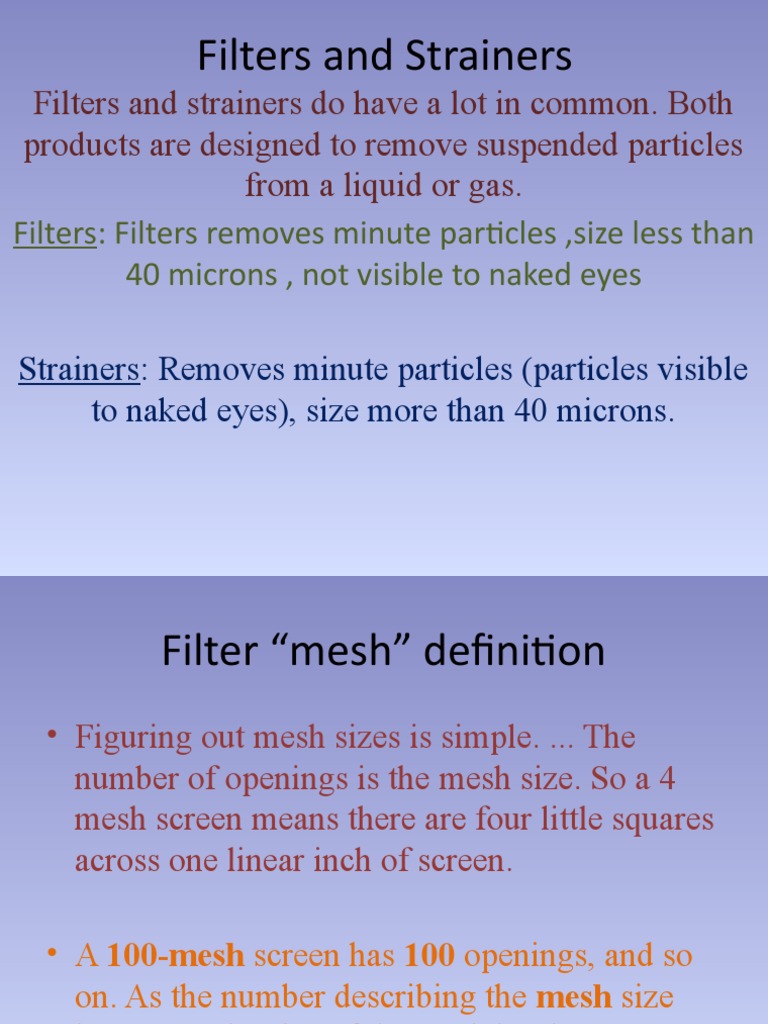 Filters and Strainers | PDF | Filtration | Pump