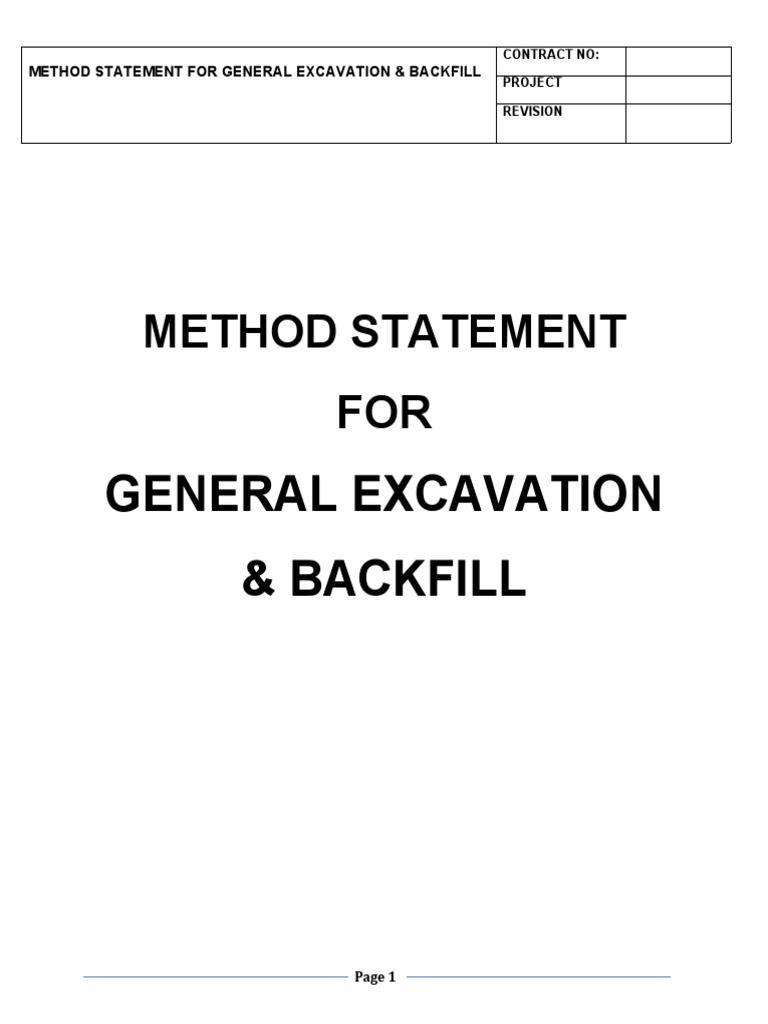 Method Statement For Excavation & Backfill | PDF | Density | Civil Engineering