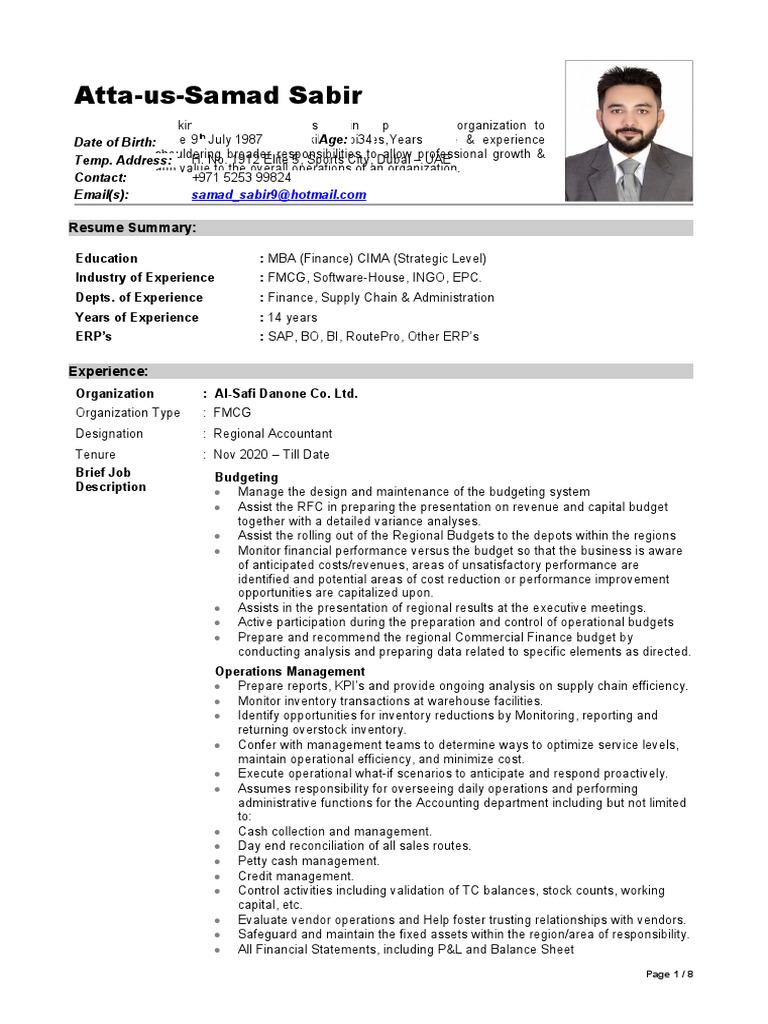 ATTA CV Accountant | PDF | Inventory | Audit