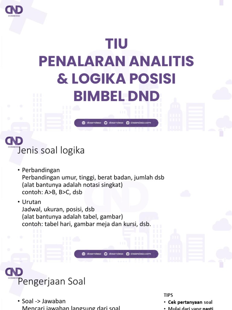 TIU Penalaran Analitis & Logika Posisi Bimbel DND | PDF