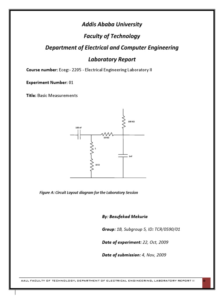Lab Report 1 | PDF | Electrical Network | Voltage