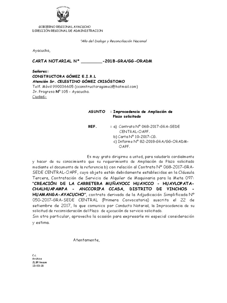 Carta Notarial A Constructora | PDF