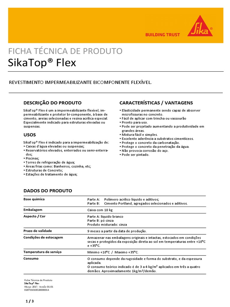 Ficha Técnica - Sika - Sika Top Flex | PDF | Cimento | Concreto