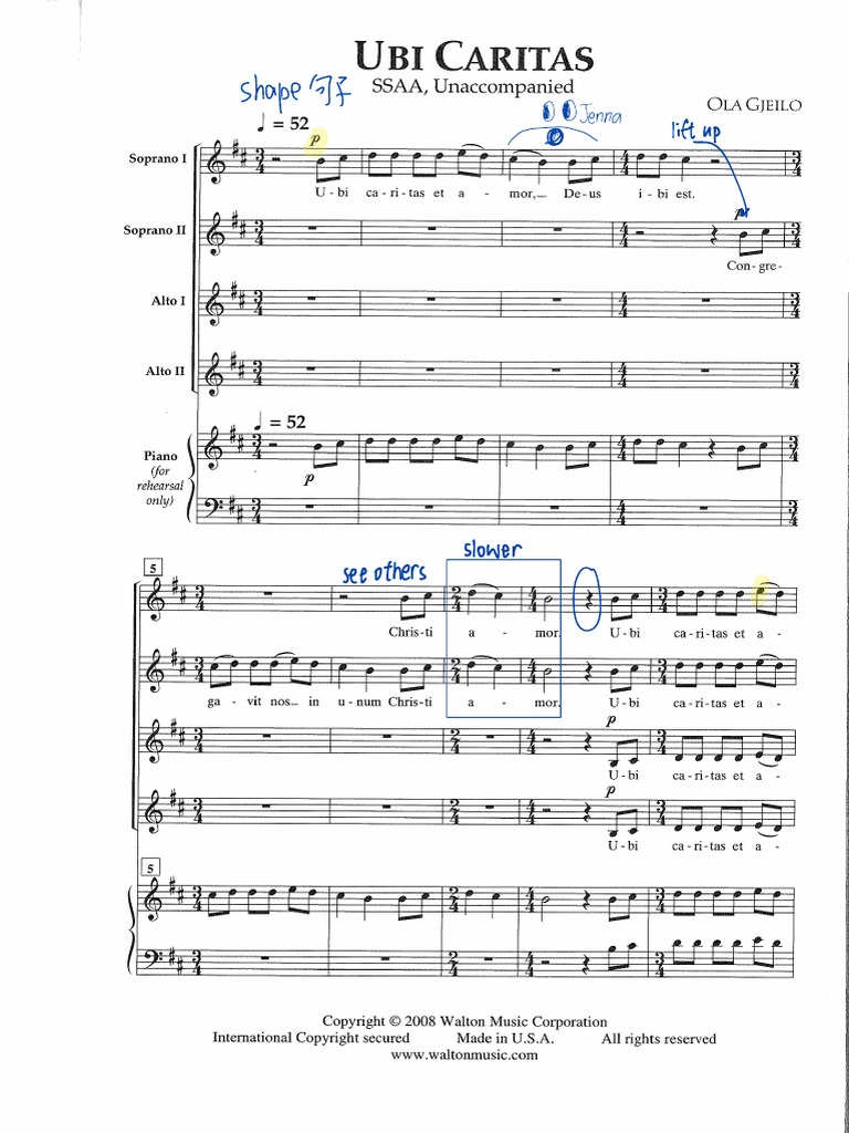 SSSAA Gjeilo UbiCaritas | PDF