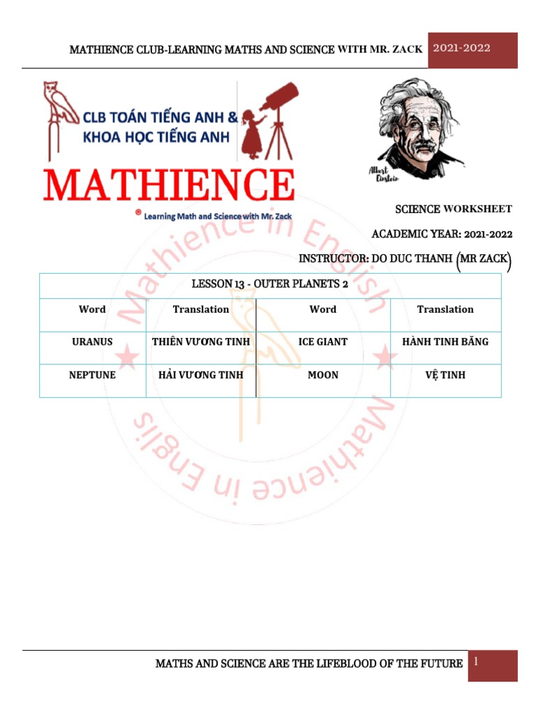 Lesson 13-The Solar System 1 - Outer Planets 2 | PDF | Neptune | Solar ...