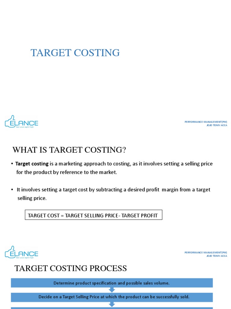 Target Costing: Performance Management (PM) Jojo Tomy Acca | PDF ...