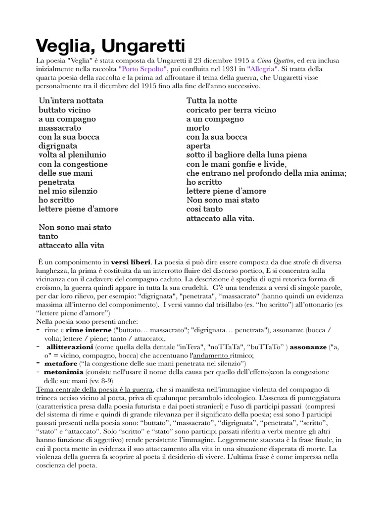 Veglia, Ungaretti | PDF
