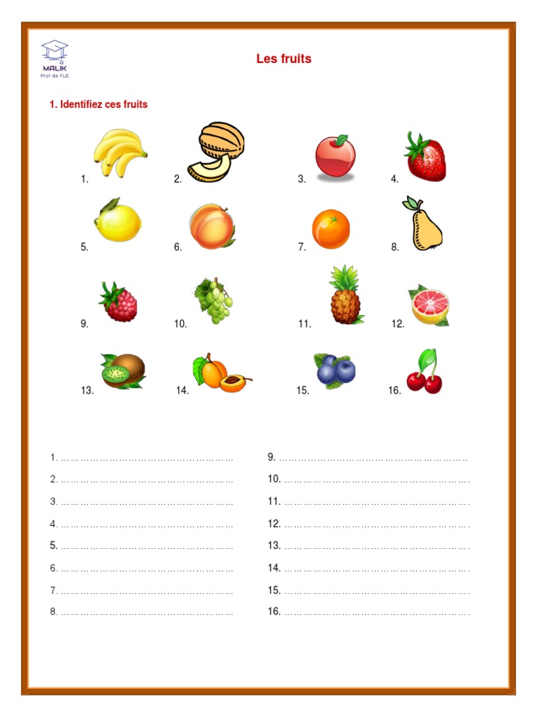 Les Fruits Exercices | PDF