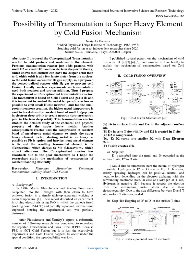 Possibility of Transmutation To Super Heavy Element by Cold Fusion ...