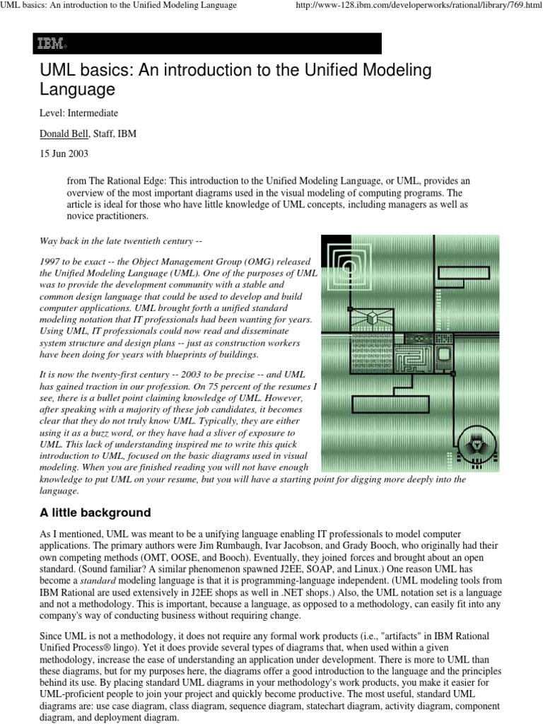 UML Basics - An Introduction To The Unified Modeling Language | PDF ...