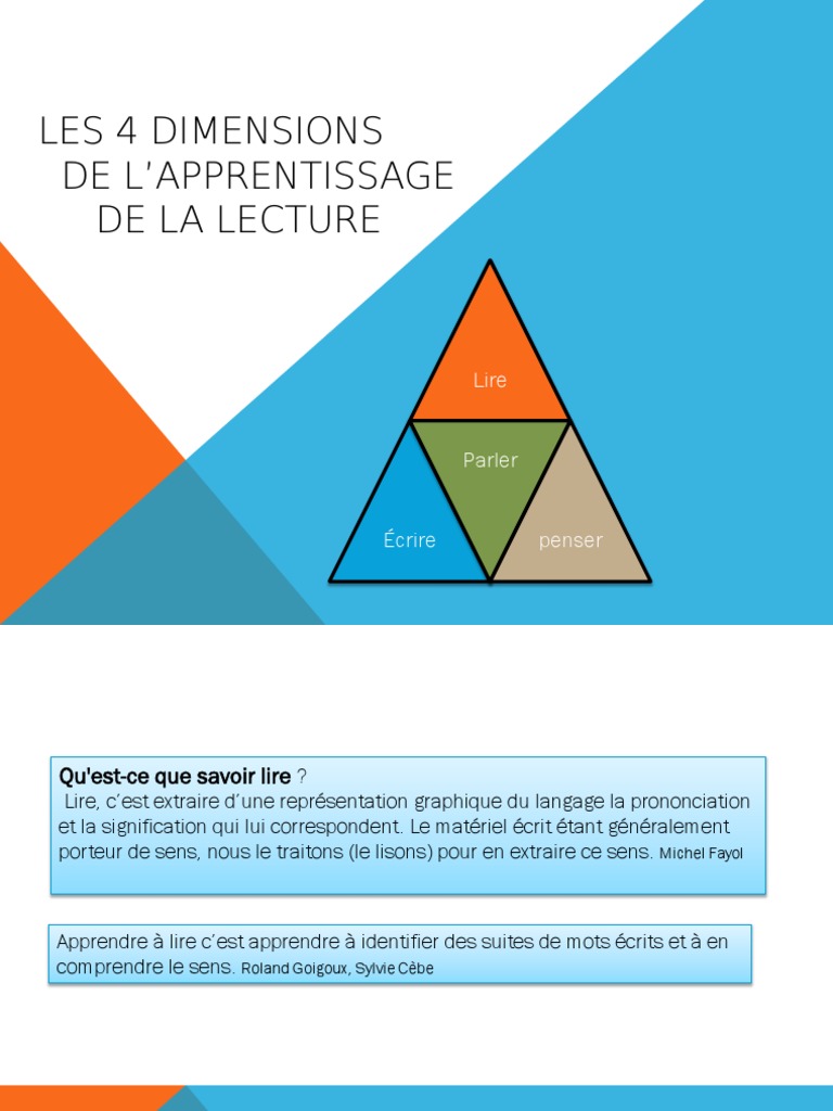 Les 4 Dimensions de L Apprentissage de La Lecture | PDF | Syllabe ...