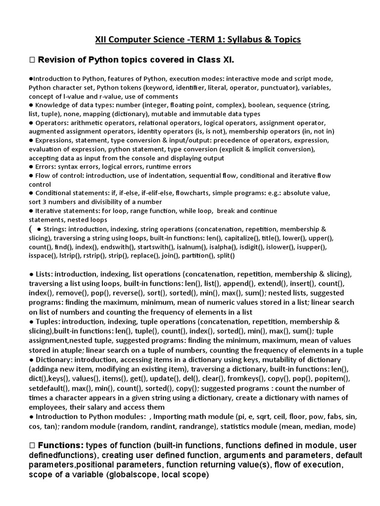 Final Recap With Syllabus | PDF | Parameter (Computer Programming) | Subroutine