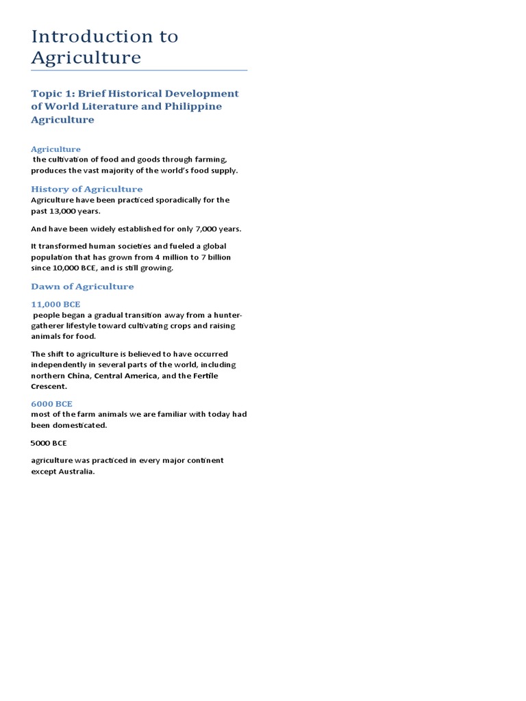 Notes. Introduction To Agriculture | PDF