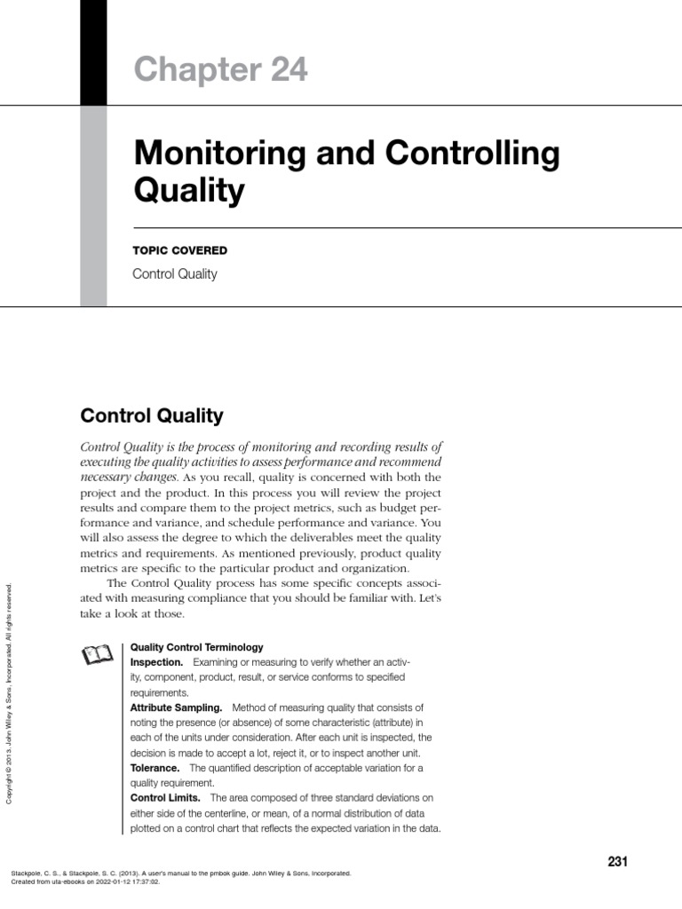A User's Manual To The PMBOK Guide - (Chapter 24 Monitoring and ...