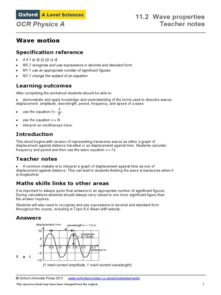 OCR Physics A: Wave Motion | PDF | Waves | Hertz