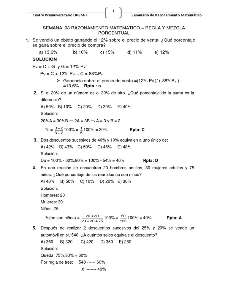 Repaso RM % | PDF