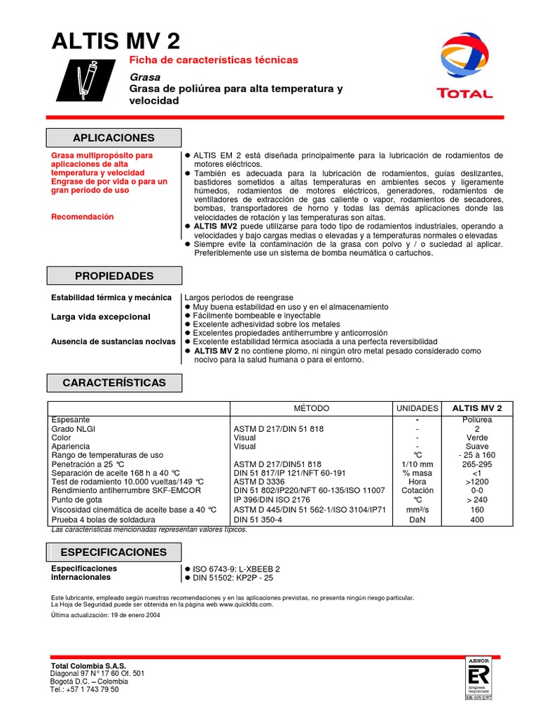 Total Altis MV 2 | PDF | Temperatura | Lubricante