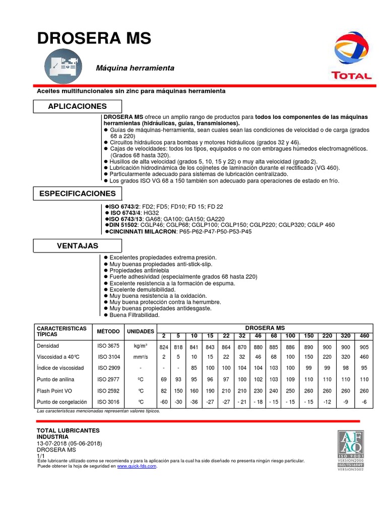 Total Drosera MS 68 | PDF | Herramienta de máquina | Bienes manufacturados