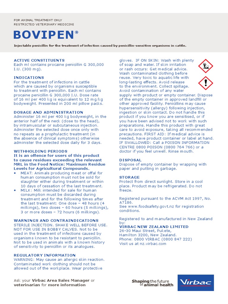 BOVIPEN | PDF | Injection (Medicine) | Dose (Biochemistry)