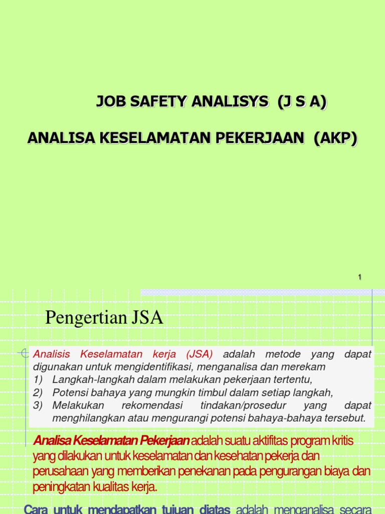 Job Safety Analisys (J S A) Analisa Keselamatan Pekerjaan (Akp) | PDF