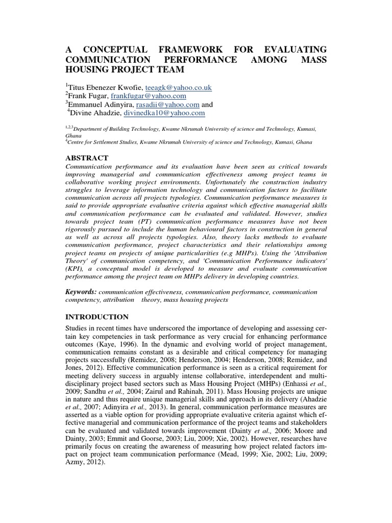 A Conceptual Framework For Evaluating Communication Skills Pdf