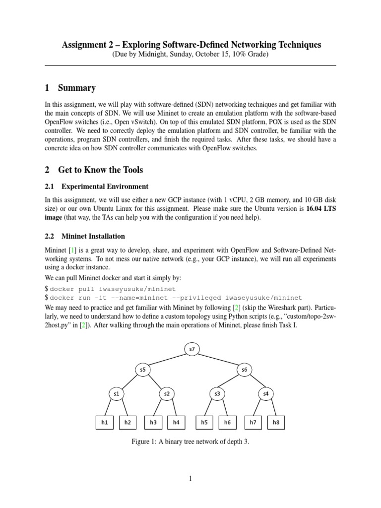 Assignment 2 - Exploring Software-Defined Networking Techniques | PDF | Network Switch | Network ...