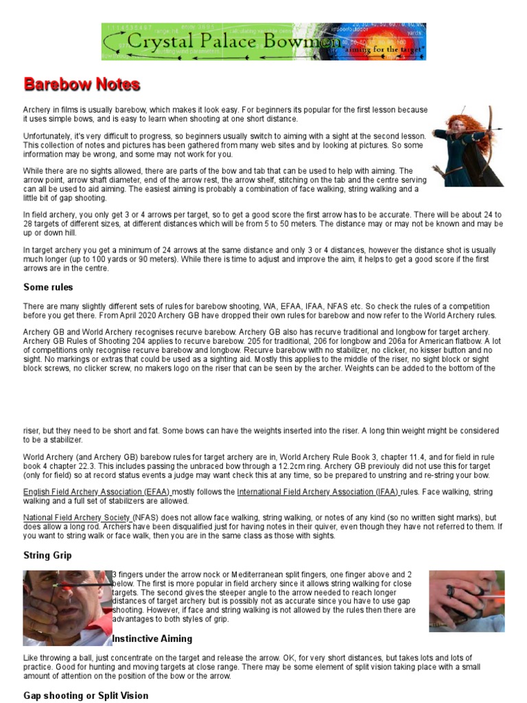 Barebow Archery Notes | PDF | Arrow | Archery