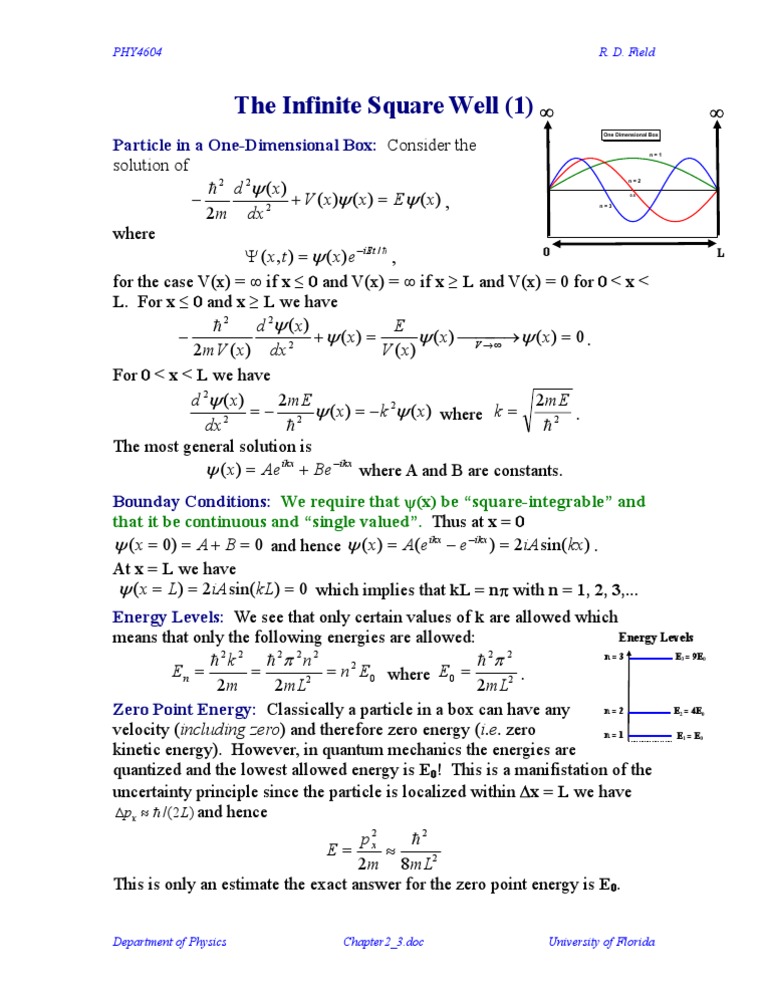 Quantum Mechanics: Infinite Square Well | PDF | Modern Physics | Theoretical Physics