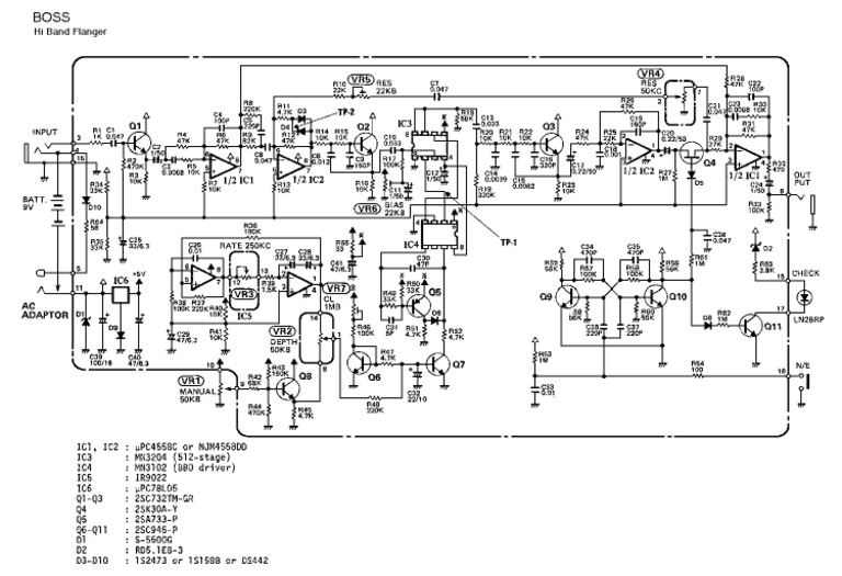 Boss HF 2 Hi Band Flanger Schematic | PDF
