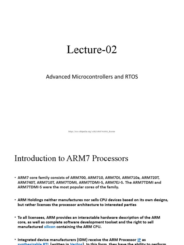 Lecture 02 Introduction To ARM7 Processor | PDF | Arm Architecture | Central Processing Unit