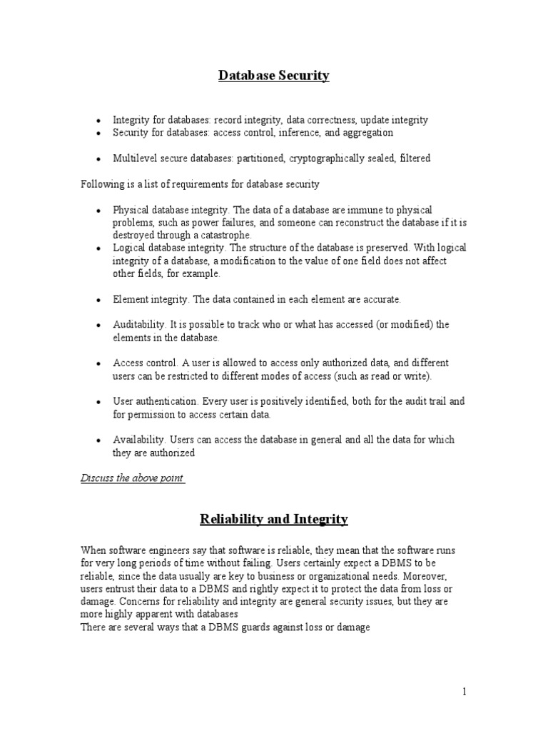 Database Security | PDF | Business | Databases