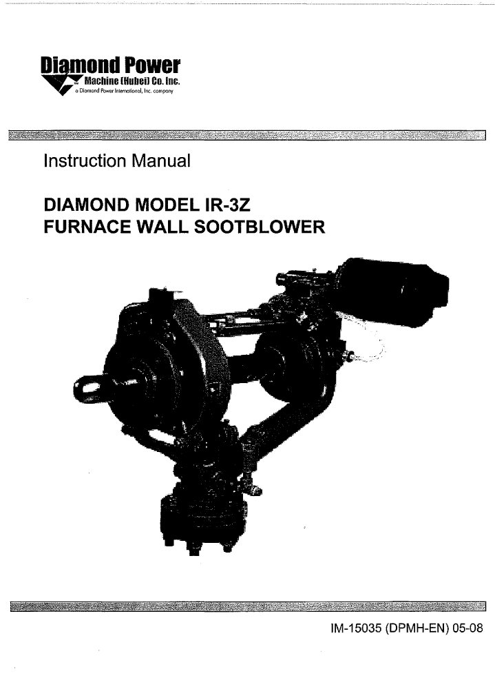 Instruction Manual Diamond Model IR-3Z Furnace Wall Soot Blower | PDF