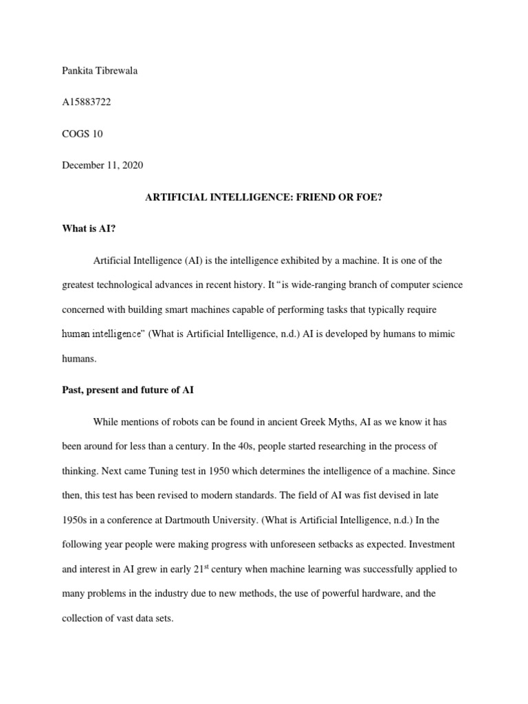 Artificial Intelligence: Friend or Foe? | PDF | Artificial Intelligence ...