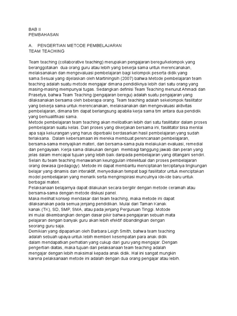 Pengertian dan Konsep Team Teaching | PDF | Karier & Perkembangan